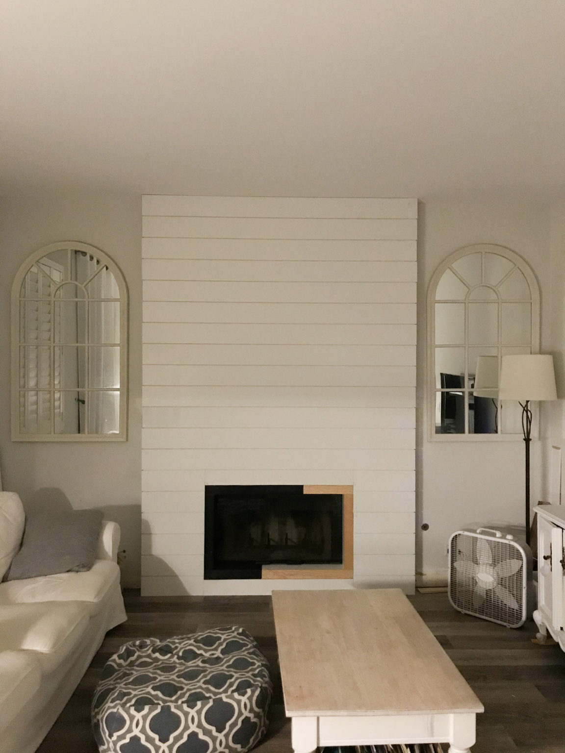 Fireplace remodel with DIY wood mantle.. - BarberellaHome