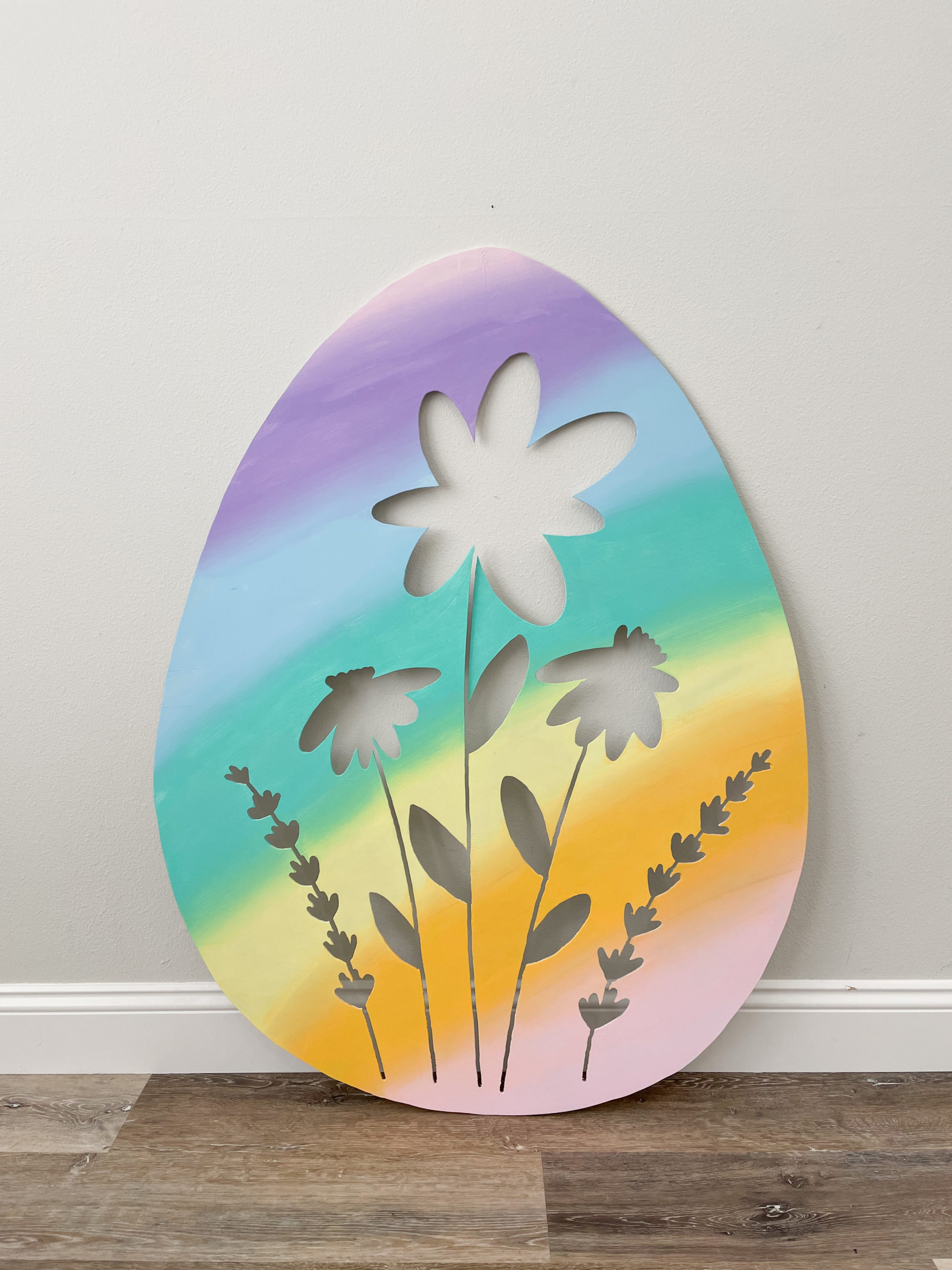 DIY 4ft Easter egg with flower design cutout - BarberellaHome